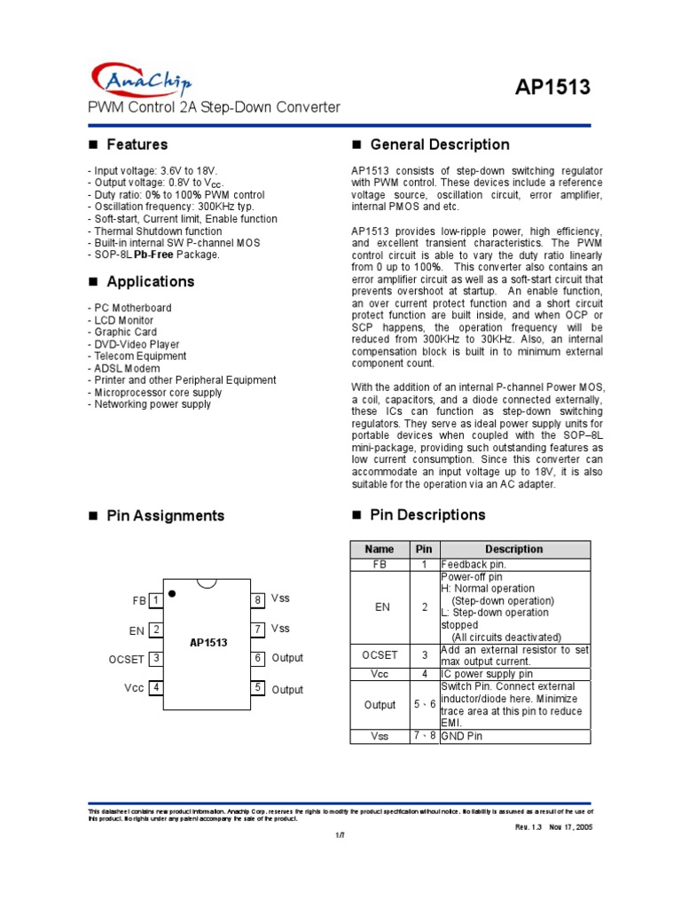 datasheet AP1513 | Power Supply | Electronic Circuits