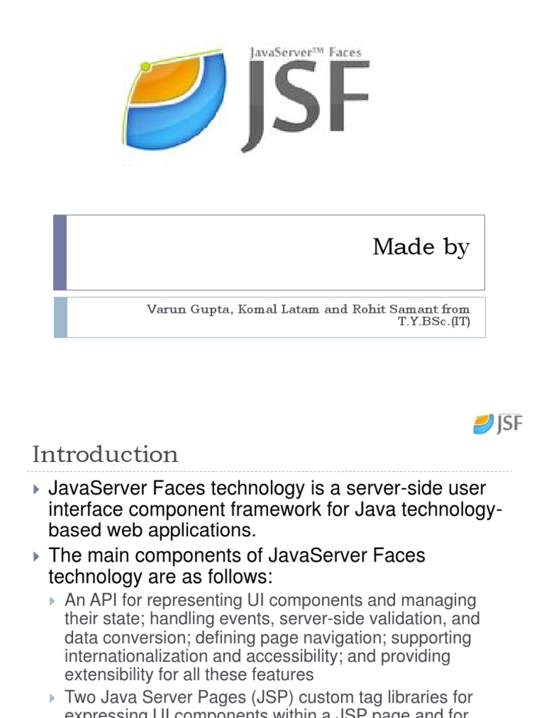 Made By: Varun Gupta, Komal Latam and Rohit Samant From T.Y.Bsc. (It) | Download Free PDF | Java ...