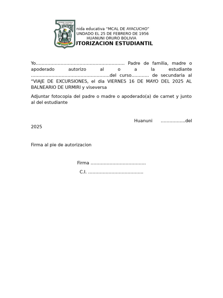 Carta de Autorizacion | PDF