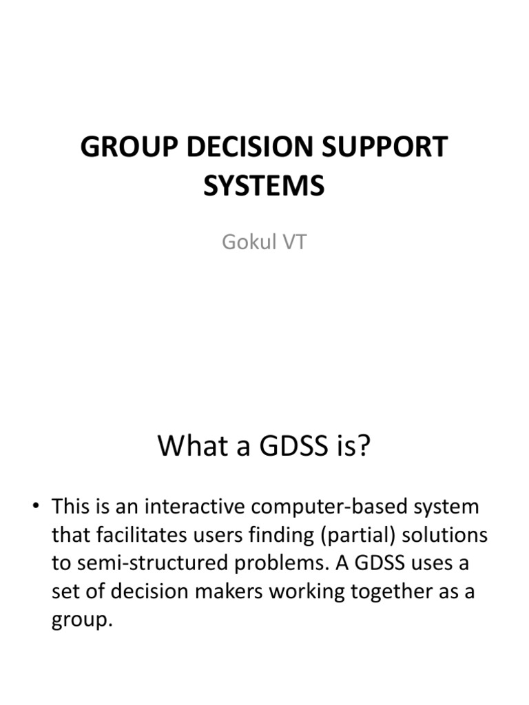 Group Decision Support Systems | PDF | Decision Support System | Decision Making