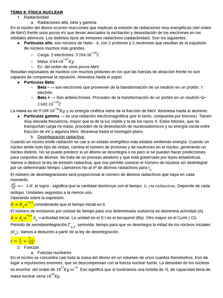 TEMA 9_ FÍSICA NUCLEAR | PDF