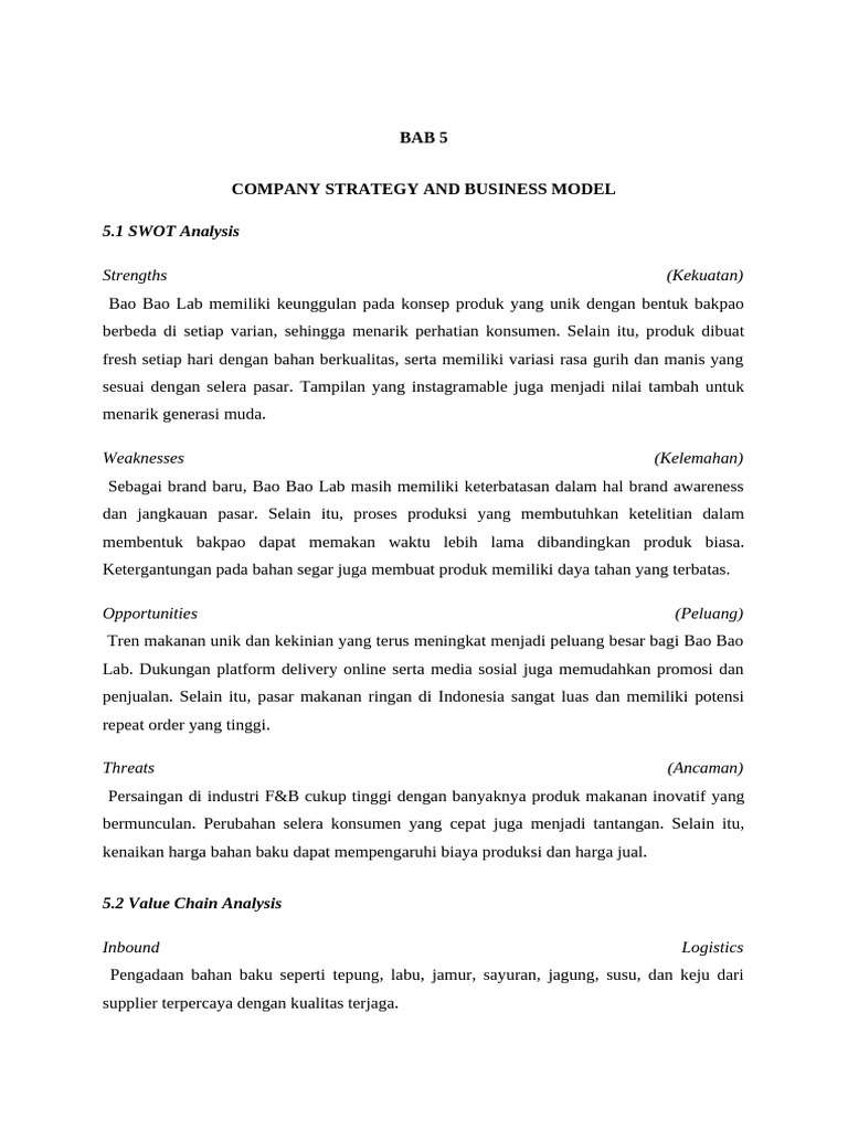 Bao Bao Lab Business Plan Bab 5-6 (1) | PDF