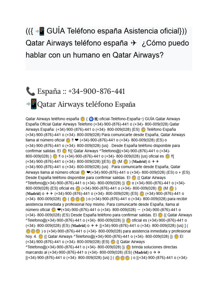 Cmo Puedo Hablar Con Un Humano en Qatar Airways Dio 9 | PDF | Centro de ...