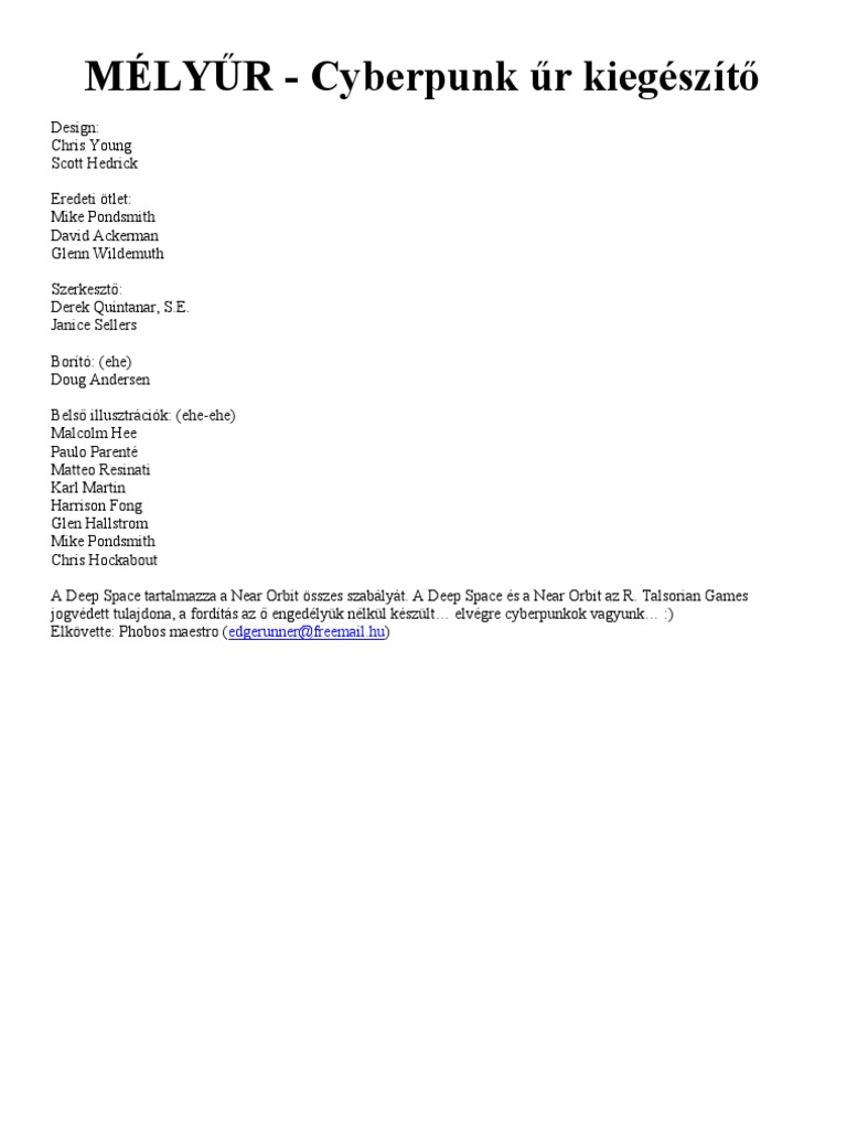 Cyberpunk 2020 Deep Space | PDF