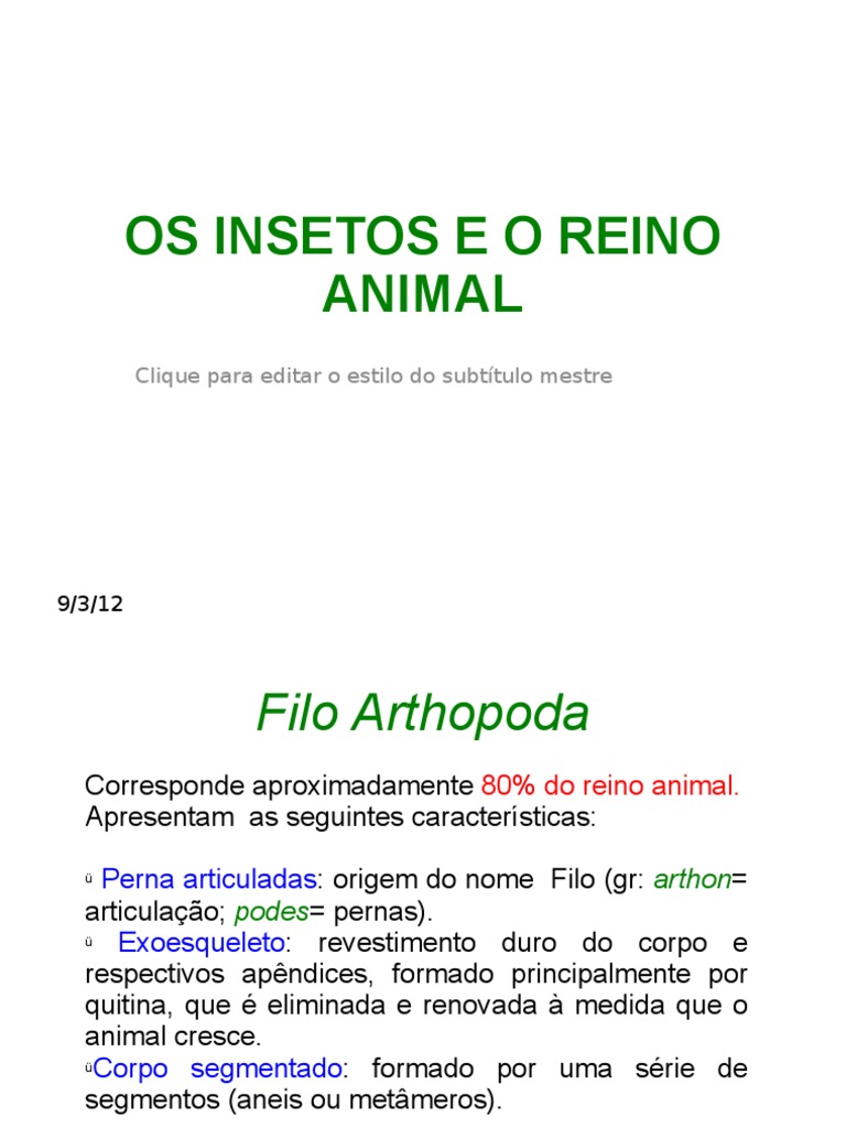 Os Insetos e o Reino Animal | PDF | Insetos | Fósseis vivos