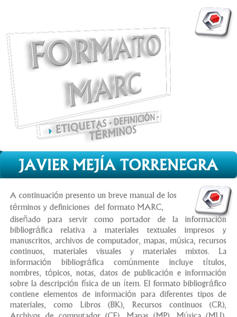Formato Marc 21 Terminos y Definiciones | International Standard Book ...