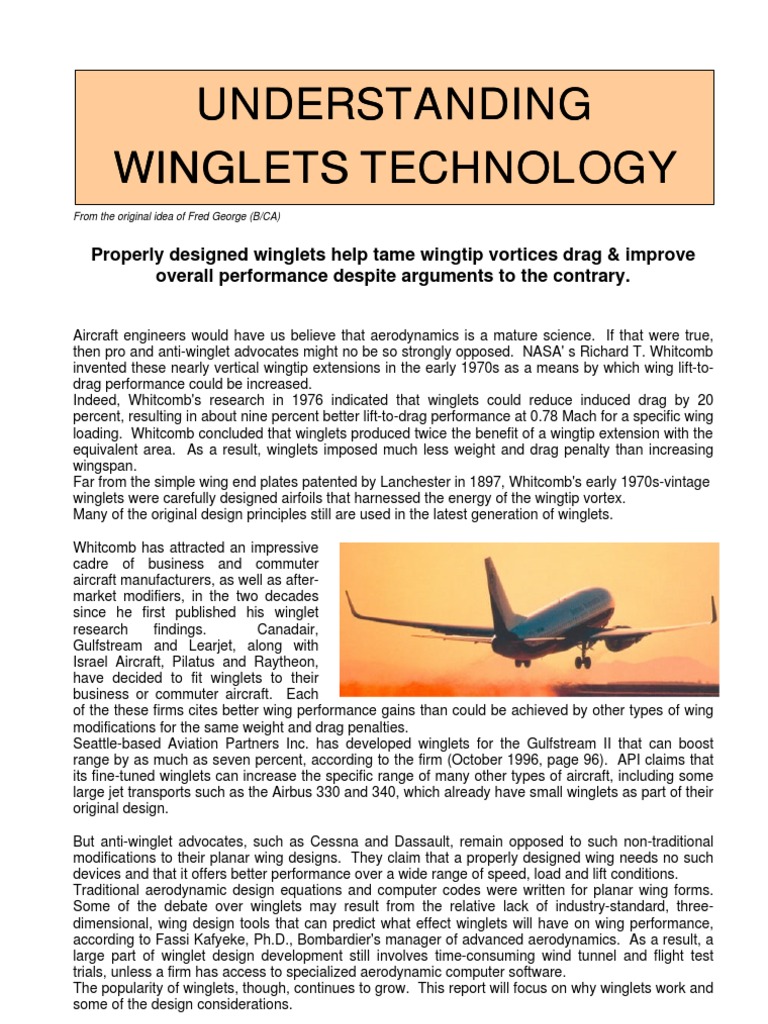 Understanding Winglets Technology | PDF | Lift (Force) | Airfoil