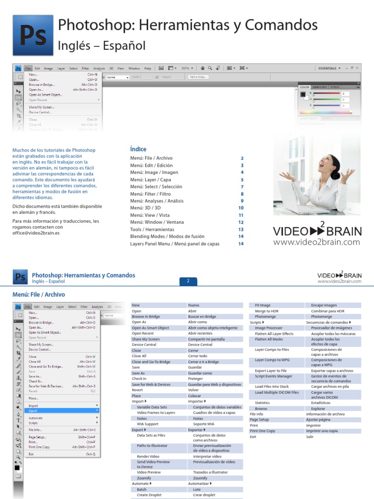 Photoshop CS4 Herramientas y Comandos Inglés Español1 | PDF
