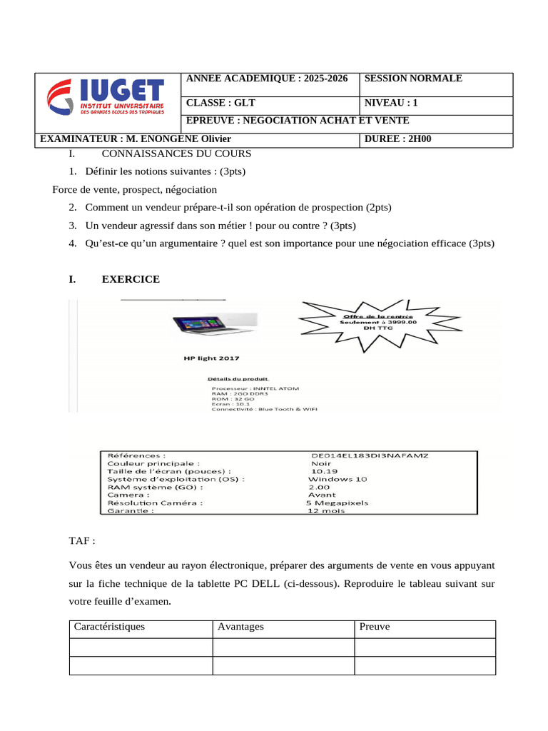 Negotiation Achat Vente SN | PDF