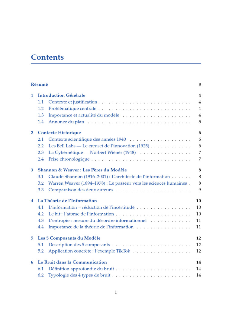Rapport Shannon Weaver Final | PDF | Communication humaine | Informations