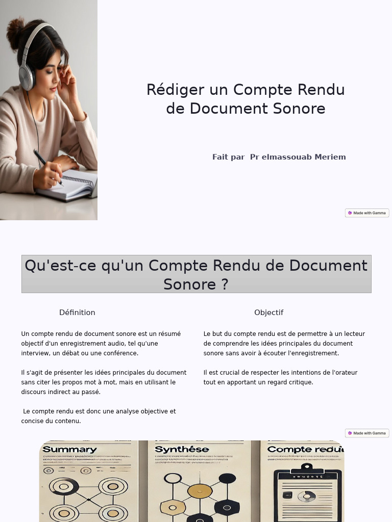 835781689 Rediger Un Compte Rendu de Document Sonore | PDF