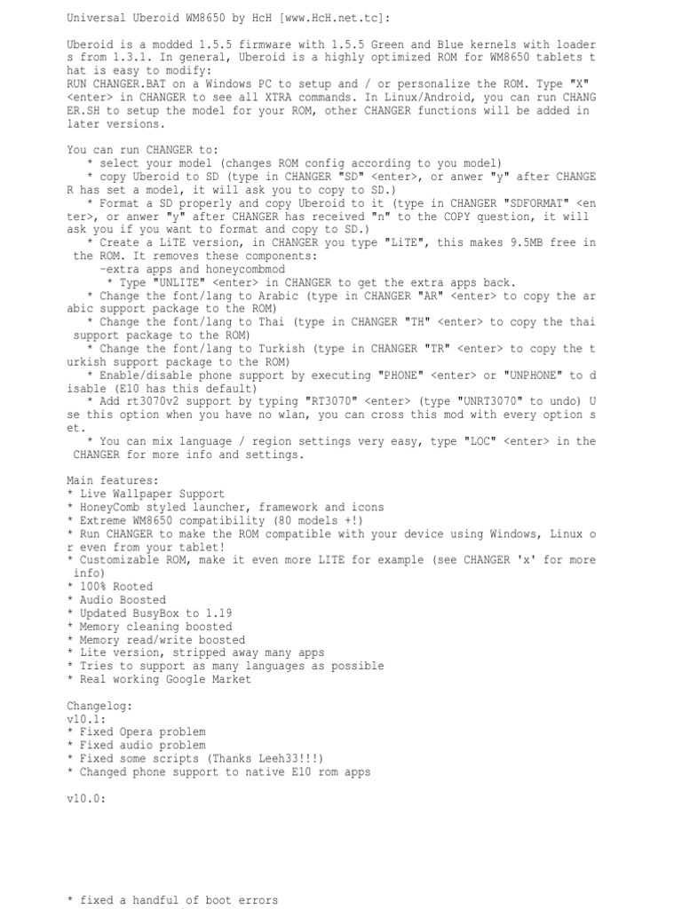 Universal Uberoid WM8650 v10.1 | PDF | Android (Operating System ...