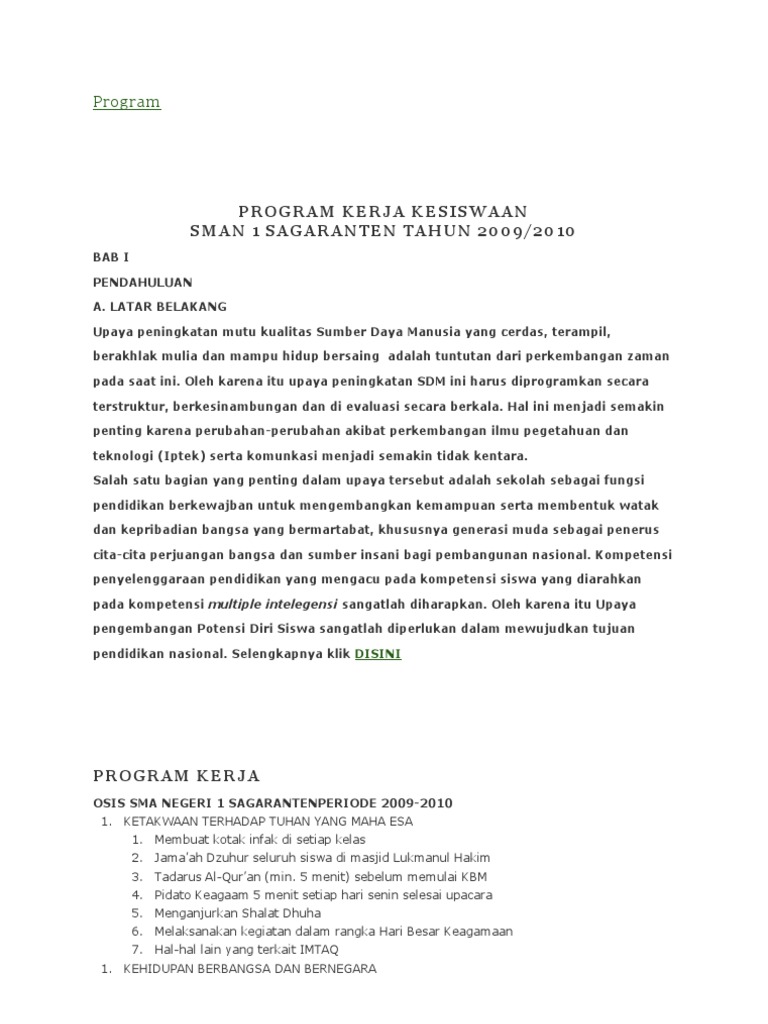 Program Kerja OSIS | PDF