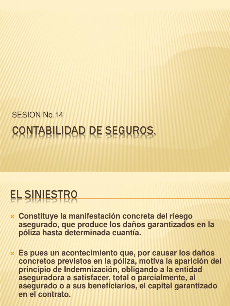 Contabilidad de Seguros Sesion No.14 | PDF | Póliza de seguros | Seguro