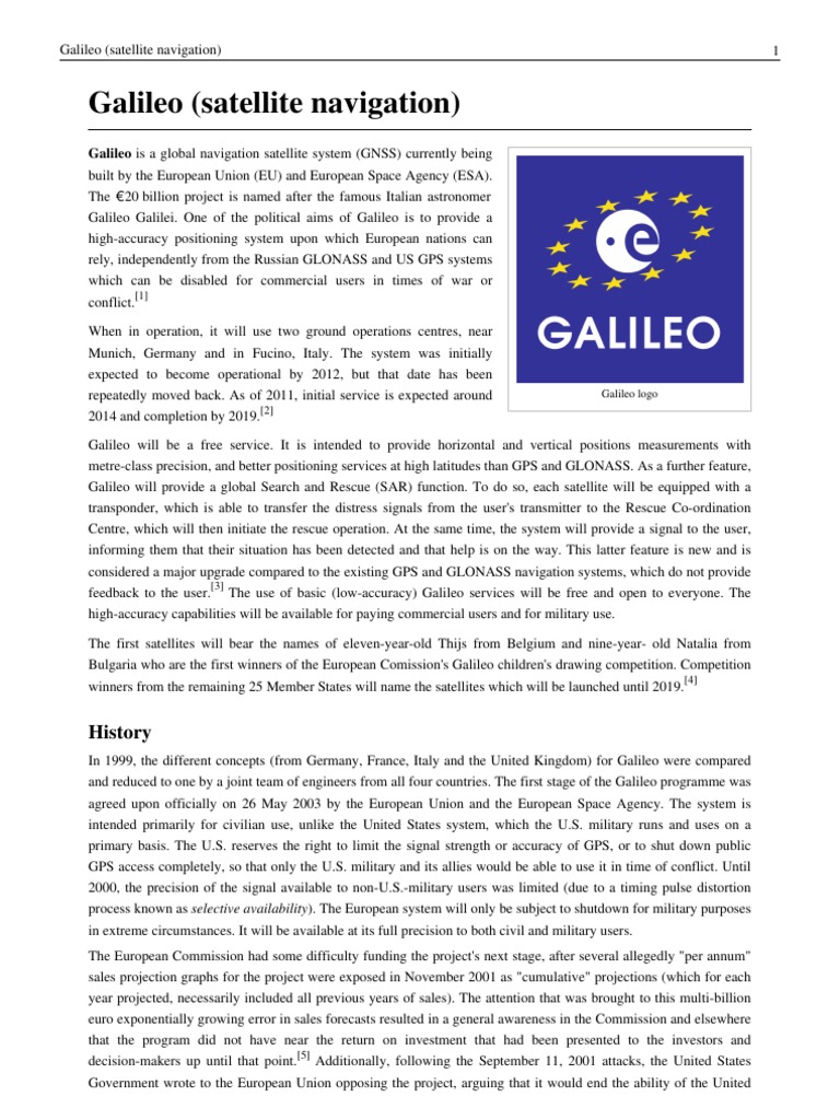 Galileo Global Navigation Satellite System | PDF | Spaceflight ...