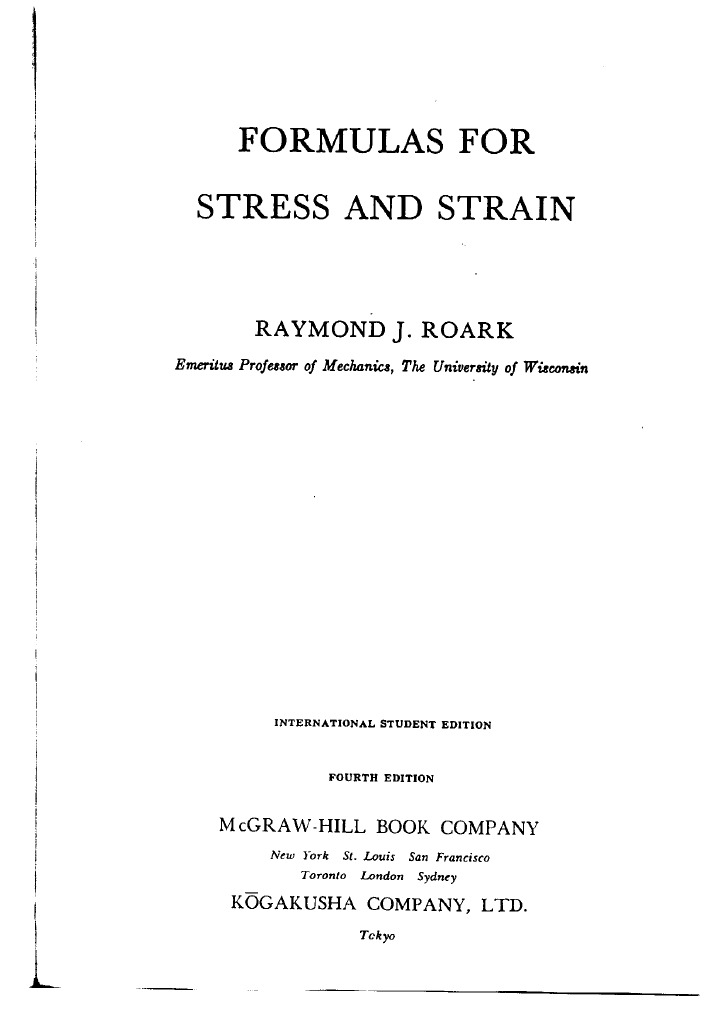 Roark - Formulas for Stress & Strain, 4th Ed