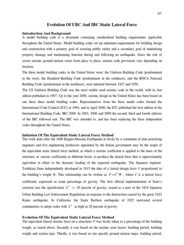 Evolution of UBC and IBC Static Lateral Force | PDF | Earthquakes ...