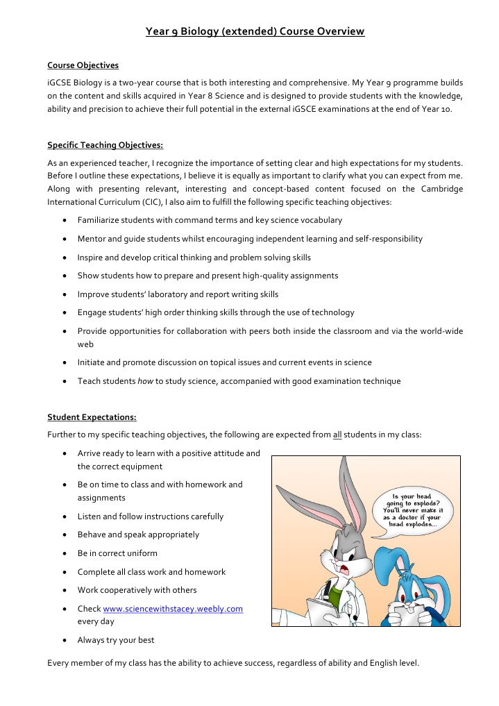 Year 9 Biology Course Overview | PDF | Plants | Homework