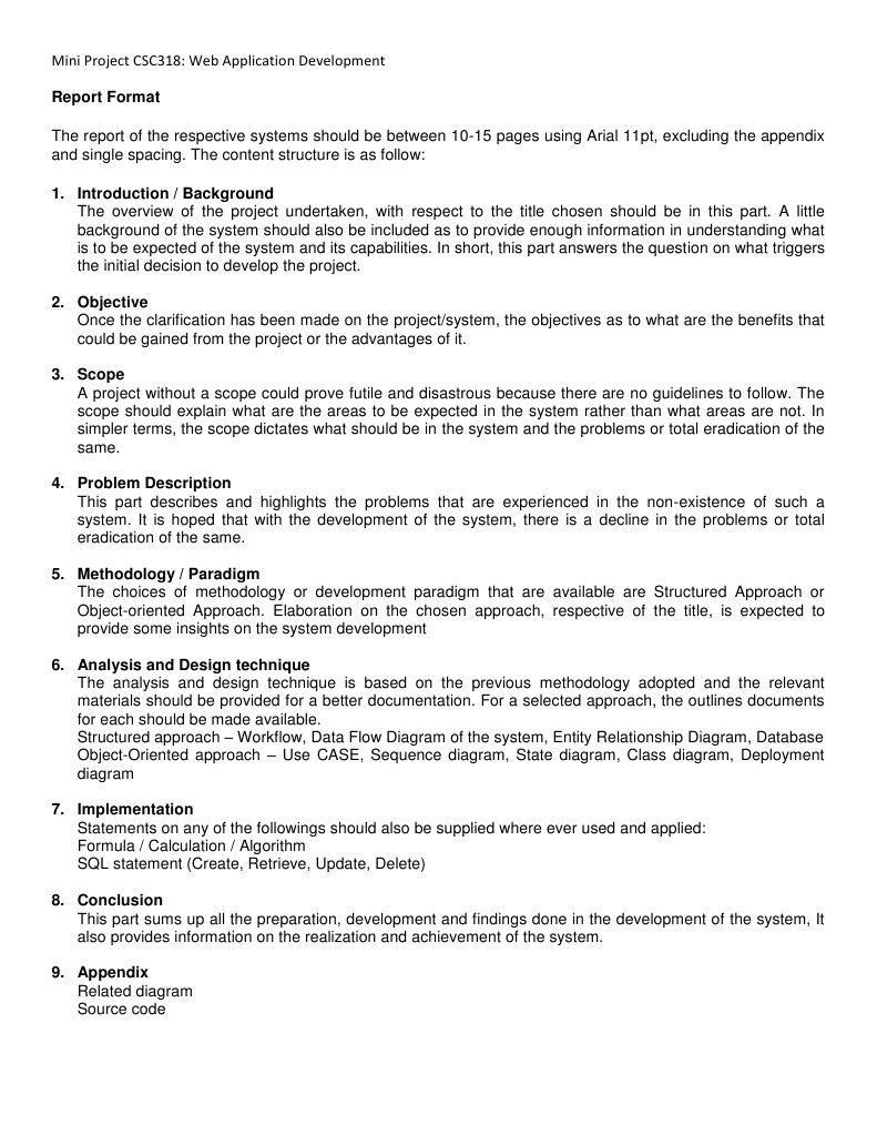 CSC318 - Mini Project - Report Format | PDF | Scope (Computer Science) | Methodology