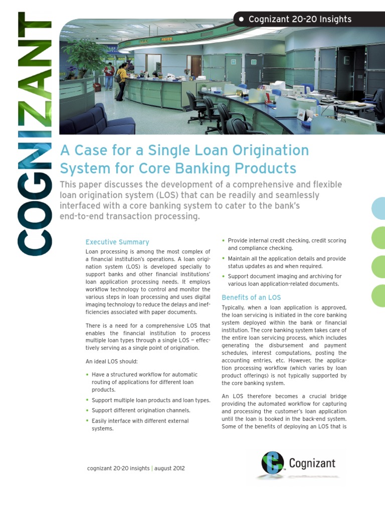 A Case For A Single Loan Origination System For Core Banking Products ...