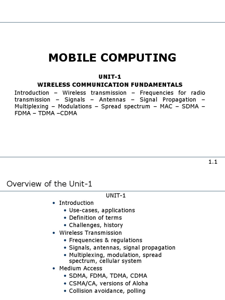 Unit 1 Mobile Computing Download Free Pdf Wireless Lan Computer