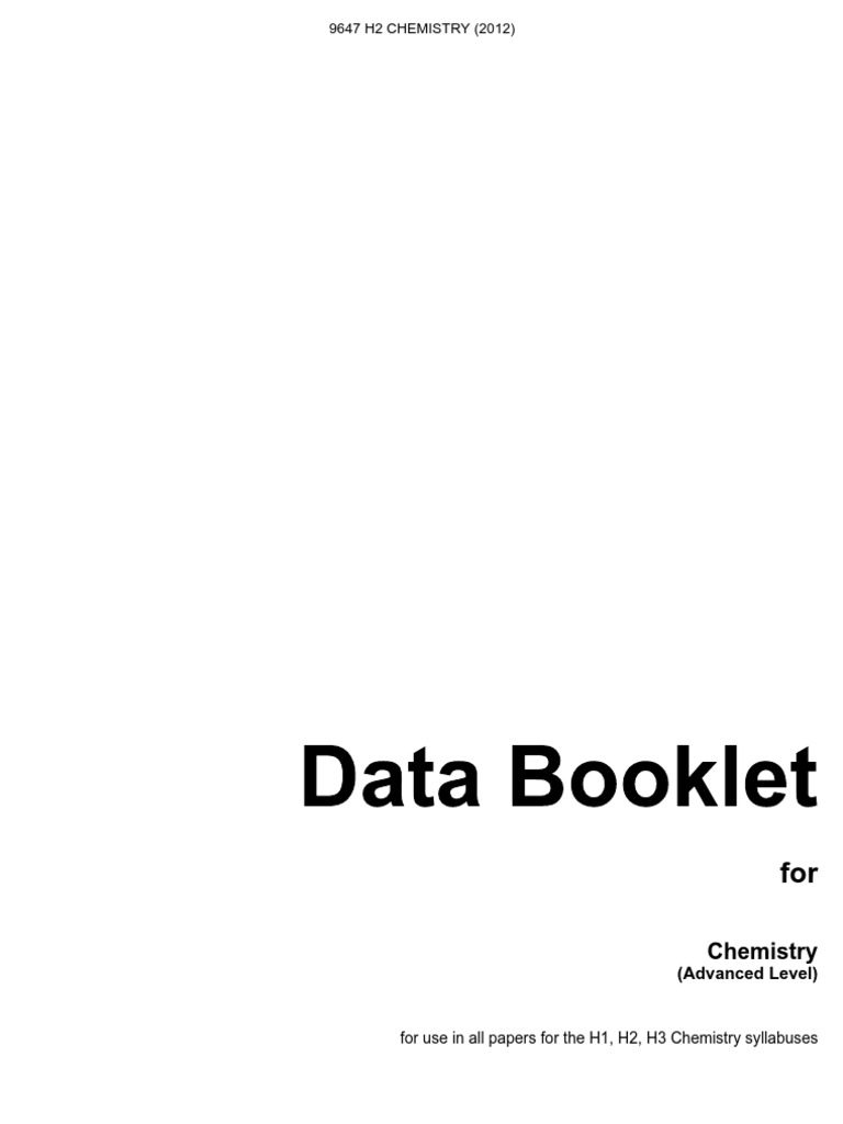H2 Chemistry Data Booklet 2012 | PDF | Atoms | Chemical Substances
