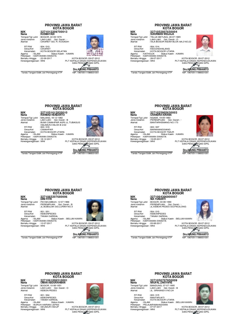 Contoh KTP Warga Bogor Jawa Barat | PDF
