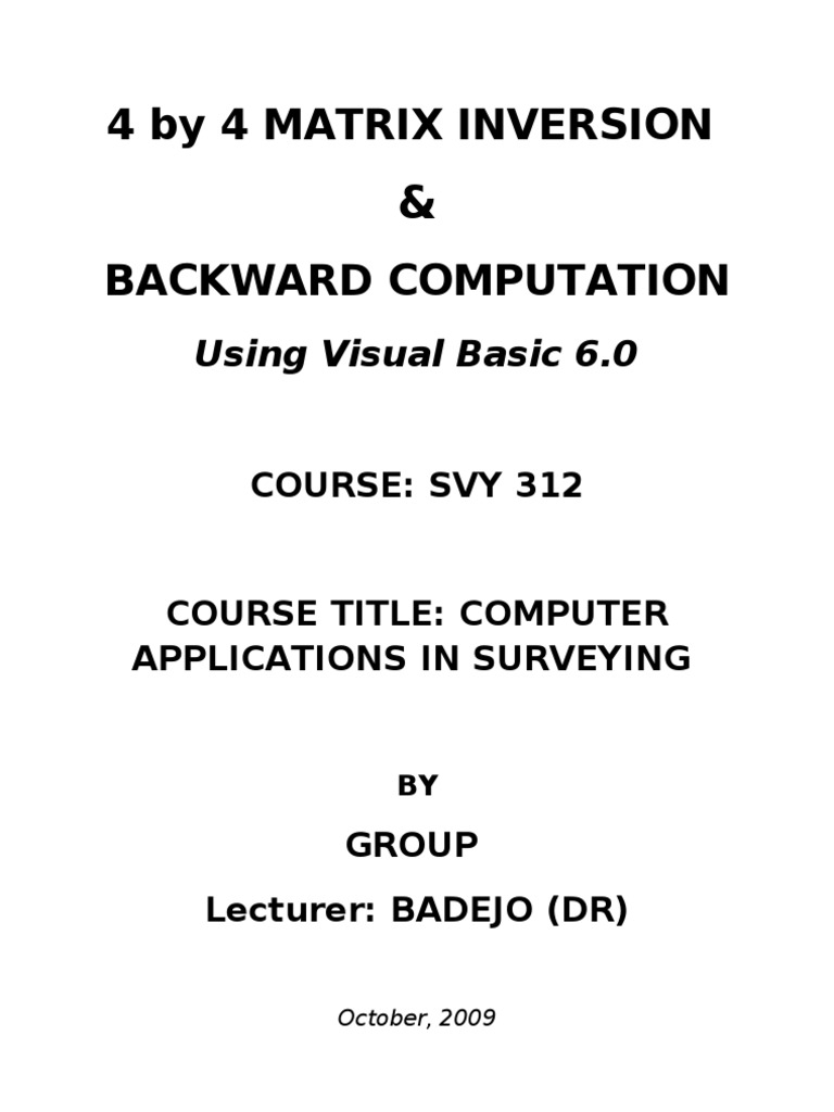 4 by 4 Matrix Inversion | PDF | Basic | Object (Computer Science)