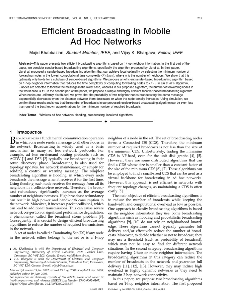 Correct-Basepaper-Efficient Broadcasting in Mobile Ad Hoc Networks | PDF | Wireless Ad Hoc ...