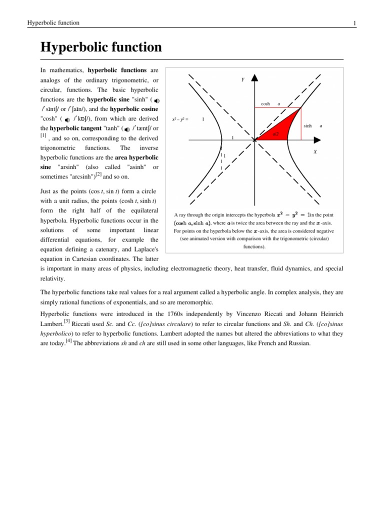 Hyperbolic Functions | PDF | Trigonometric Functions | Differential ...