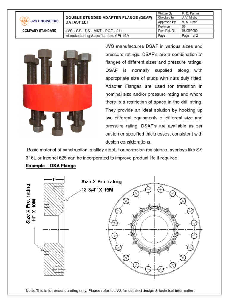 DSAF Datasheet Provides Details on Adapter Flanges | PDF | Mechanical ...