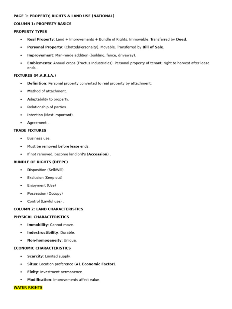 20251205 Gemini Cheat Sheet | PDF | Concurrent Estate | Fee Simple