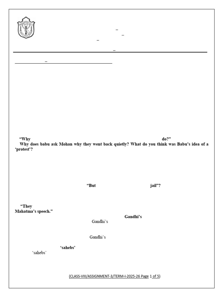 Class 8 Assignment 3 2025-26 | PDF | Sound | Combustion