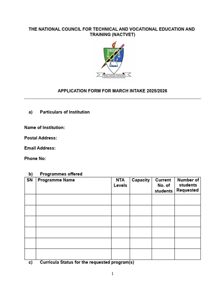 Application Form March 2025 2026 | PDF