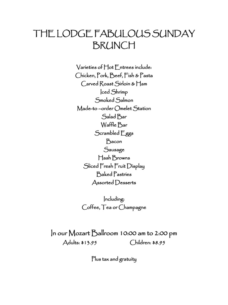 The Lodge Menu: Breakfast to Dinner | PDF | Pancake | Salad