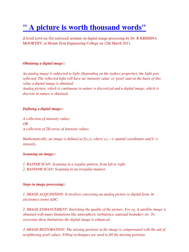 A Picture Is Worth Thousand Words | PDF | Data Compression | Digital Image