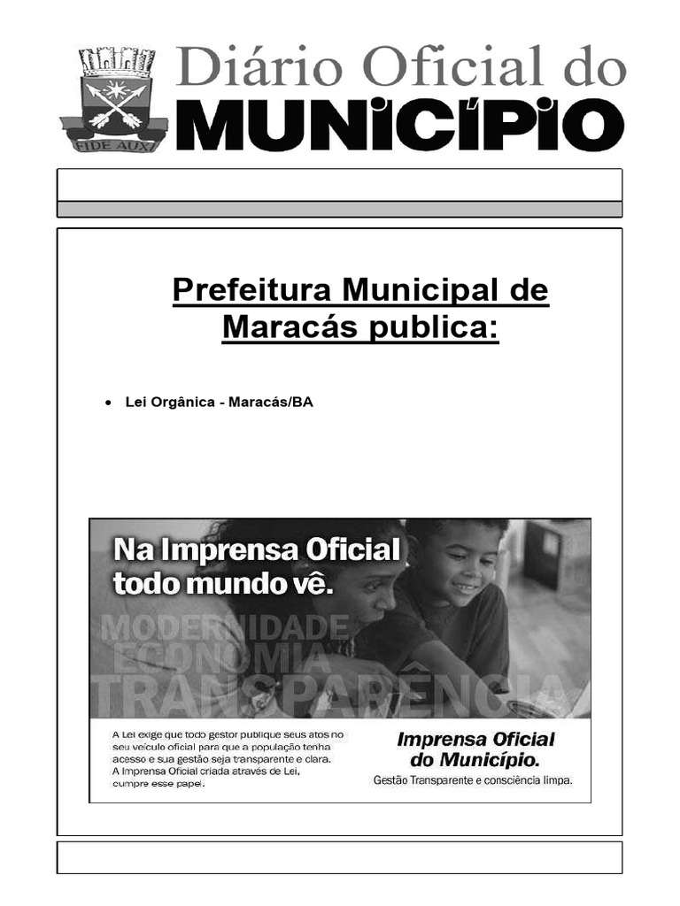 Lei Orgânica de Maracás | PDF | Administração pública | Empresa estatal