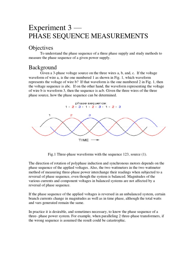 Experiment 3 Phase Seq | PDF | Electronic Engineering | Physical Quantities