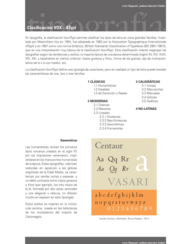Clasificación Vox ATypI | PDF | Tipografía | Comunicación escrita