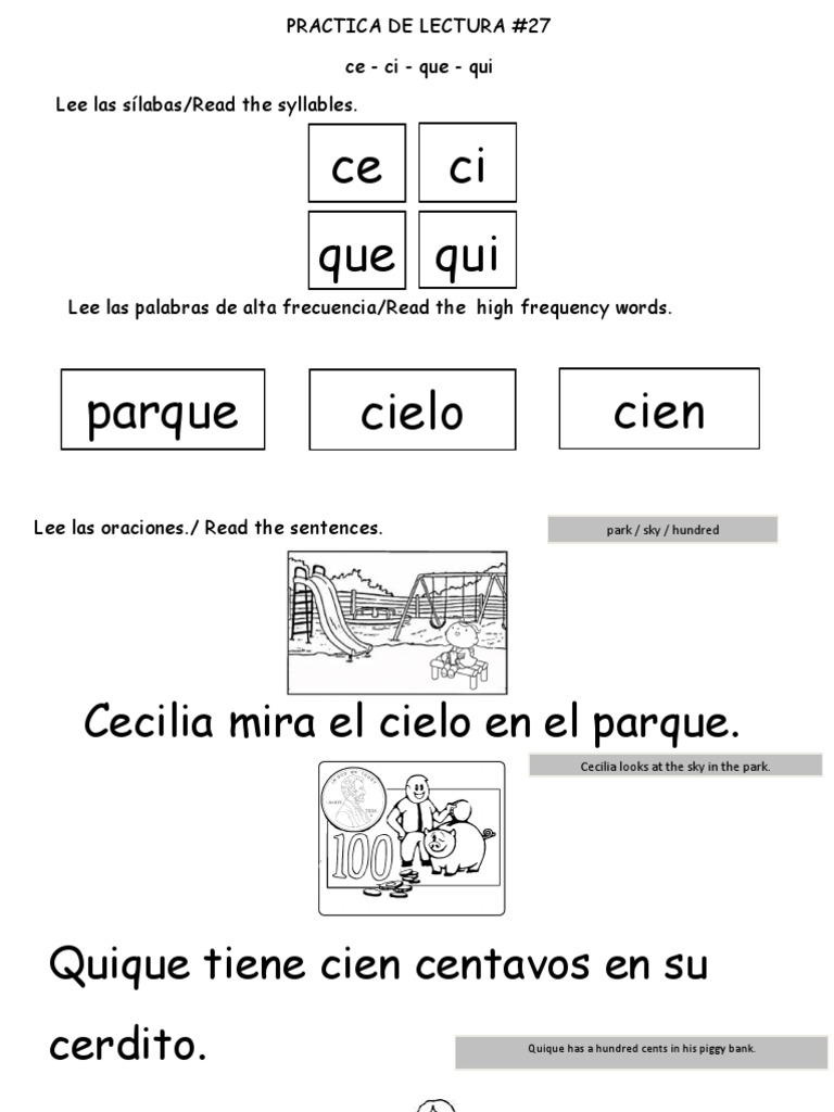 Practica de Lectura Ce - Ci - Que - Qui