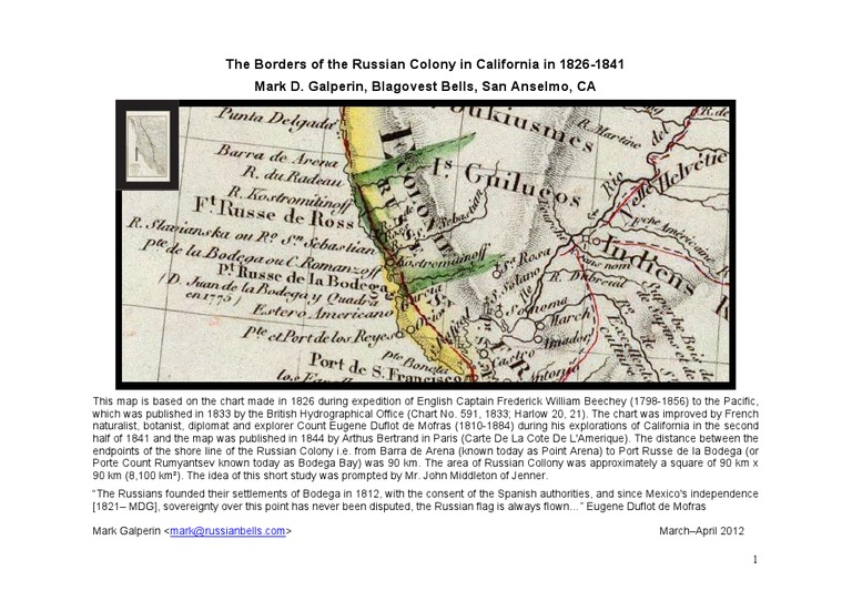 The Borders of The Russian Colony in California in 1826-1841 Mark D ...
