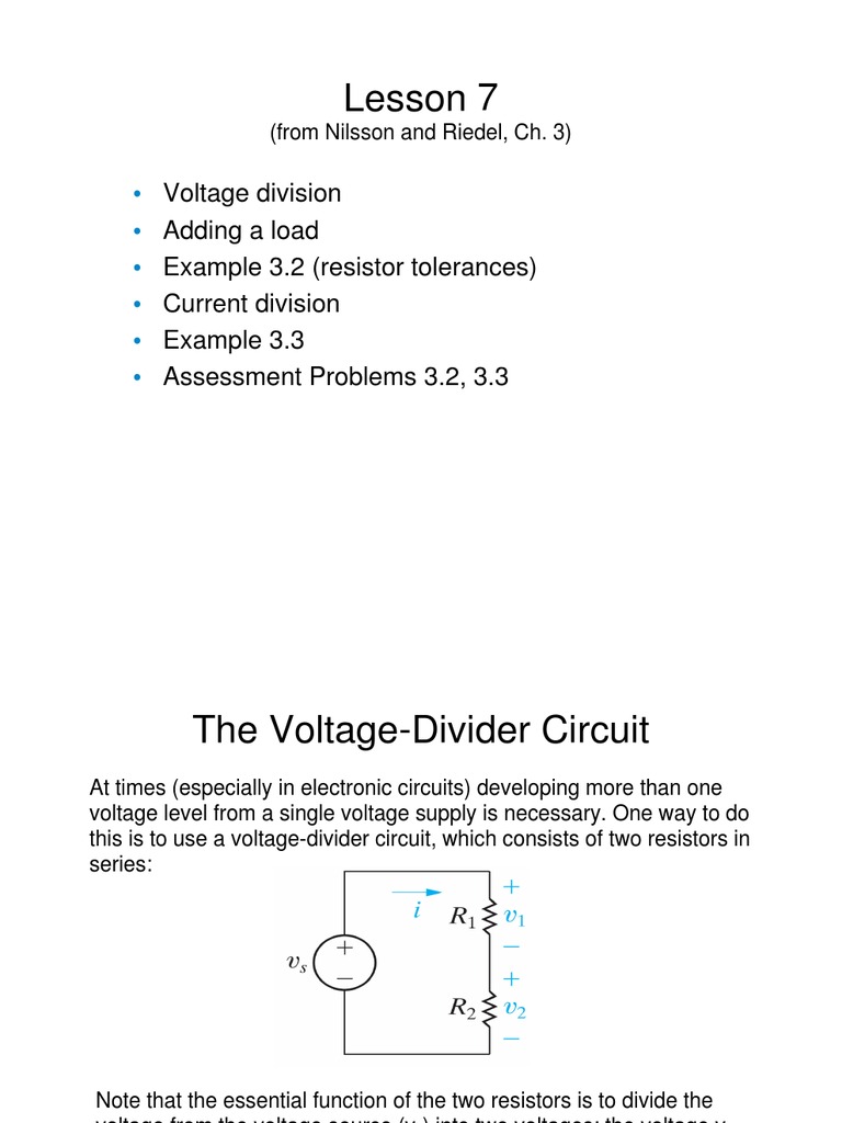 Voltage and Current Division | PDF | Series And Parallel Circuits ...