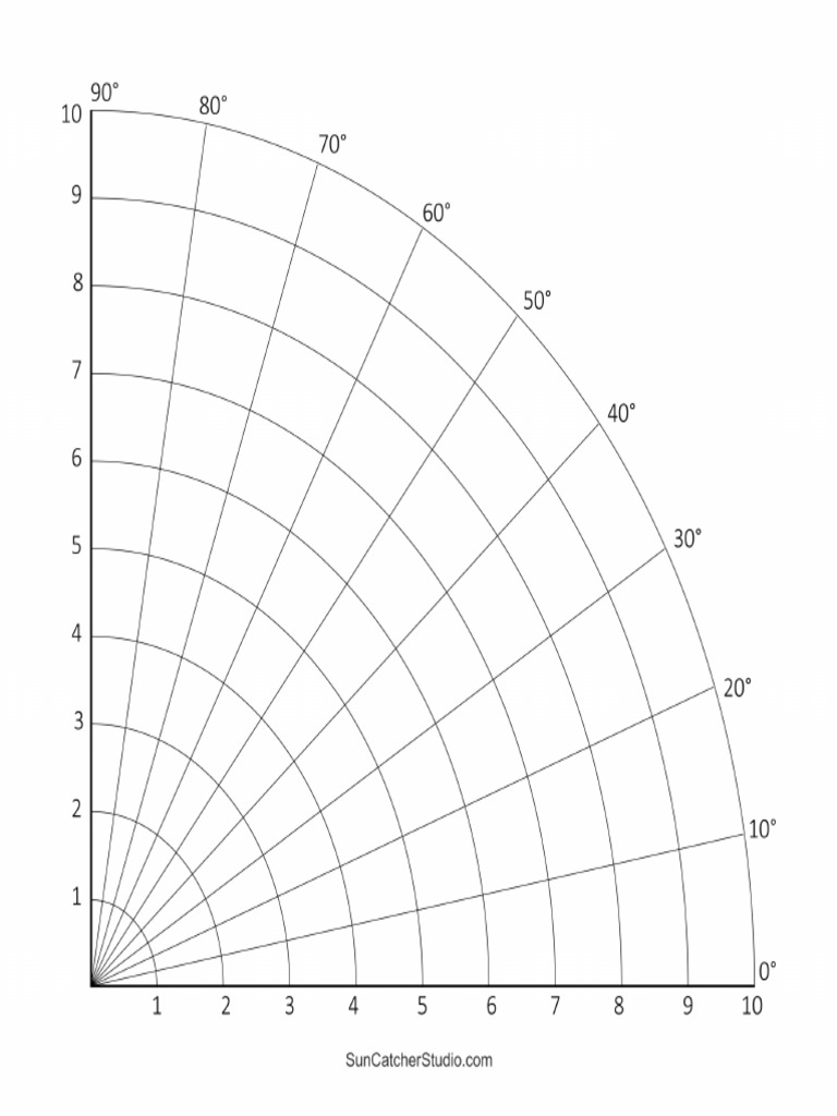 Polar Graph Paper 10 Degrees 10 Circles Quarter 020202 010101 | PDF