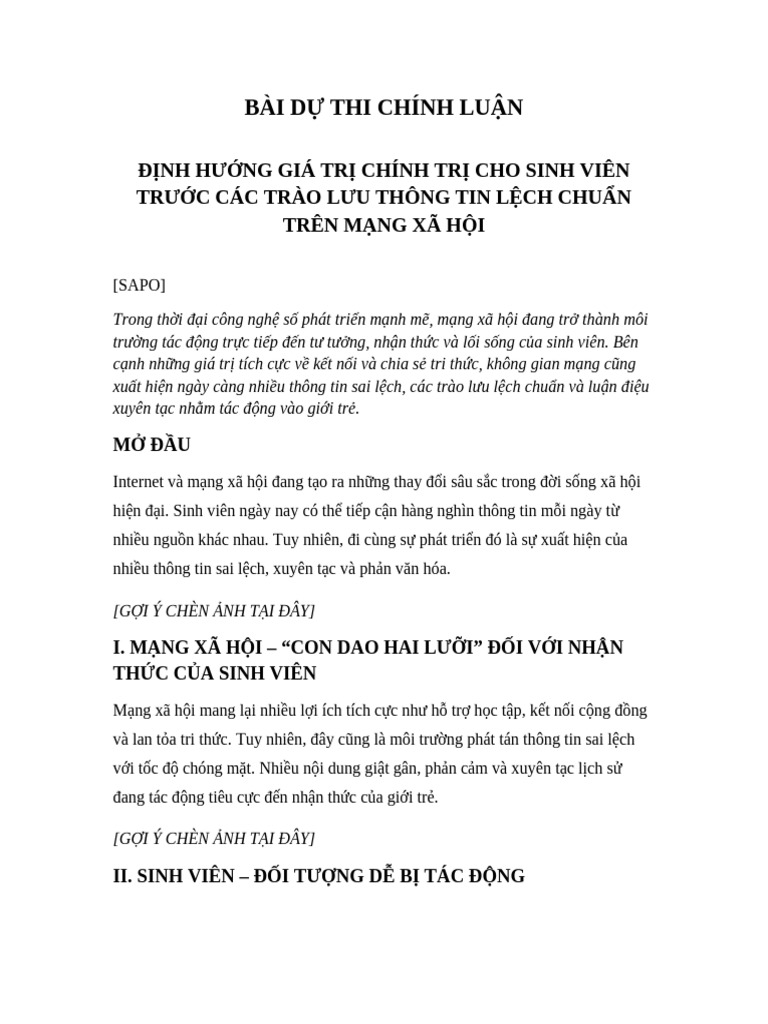 Bai Chinh Luan Bao Ve Tu Tuong Dang | PDF
