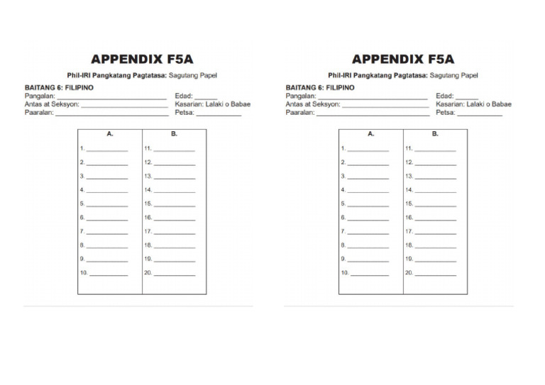 Phil IRI GST Answer Sheet | PDF