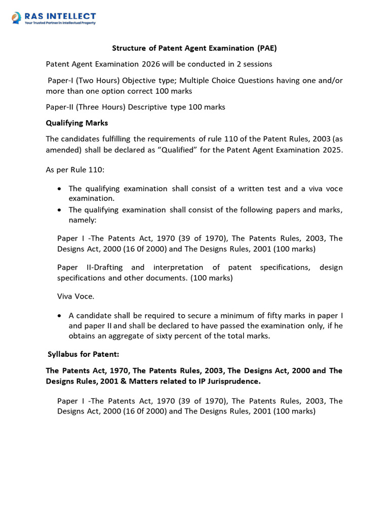 Structure of Patent Agent Examination 260609202039 | PDF