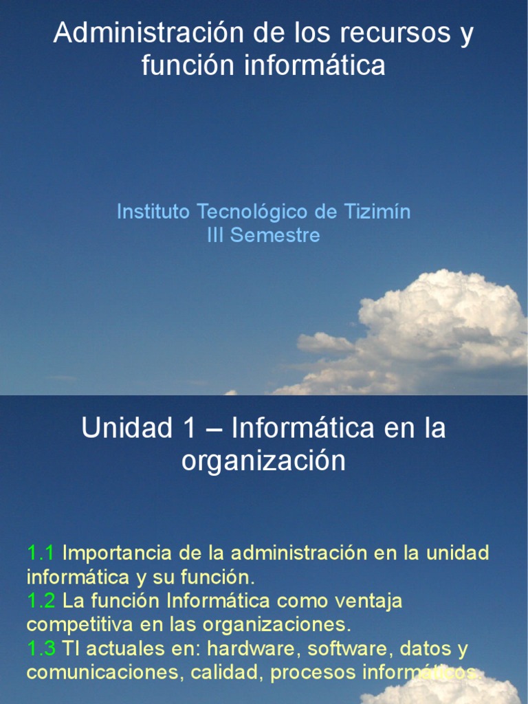 Unidad1 - Informatica en La Organizacion - Clase1 | PDF | Ciencias de la Computación | Hardware ...