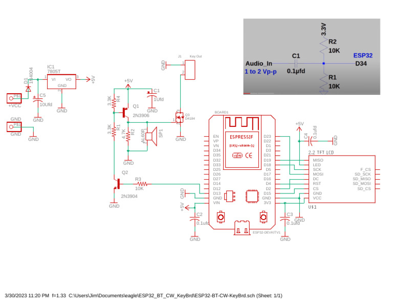 ESP32 BT CW KeyBrd Schematic | PDF