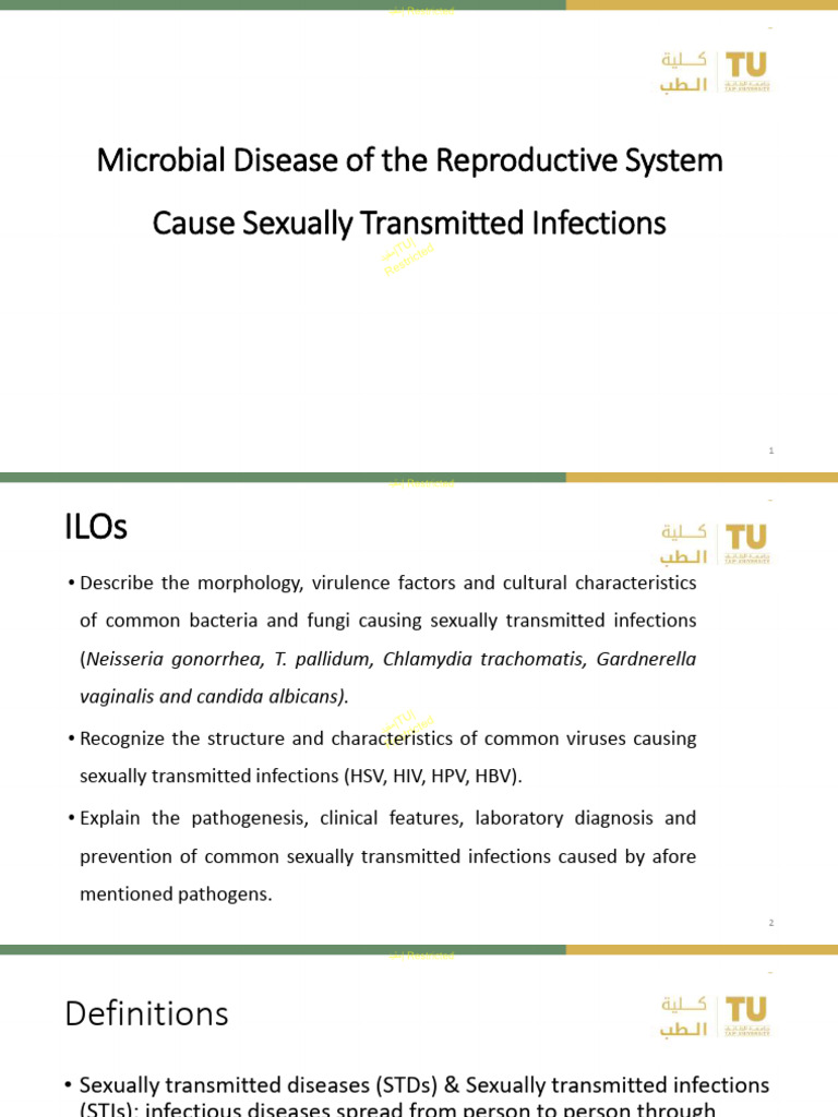 STDs Lecture 2026 | PDF | Sexually Transmitted Infection | Infection