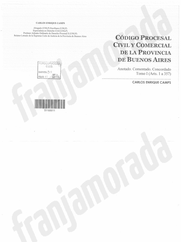 Codigo Procesal Civil y Comercial Comentado Tomo I Camps. | PDF